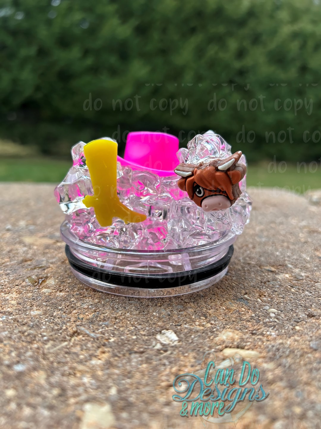 Country Pink Cowboy Hat Boot Highland Cow 3D Ice LID ONLY for 30oz or ...