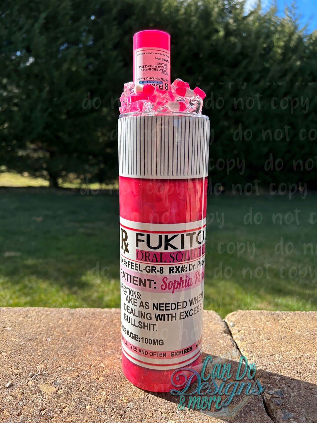 PINK Cup + Lid FUKITOL Prescription Pill Fake 3D Ice Lid Sublimation ...