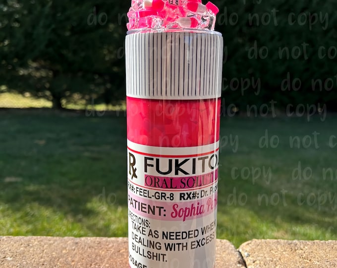 PINK Cup Lid FUKITOL Prescription Pill Fake 3D Ice Lid Sublimation 30oz ...