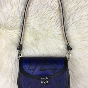 Leather Viking Purse - Purple Valknut - Leather Satchel - Leather ...