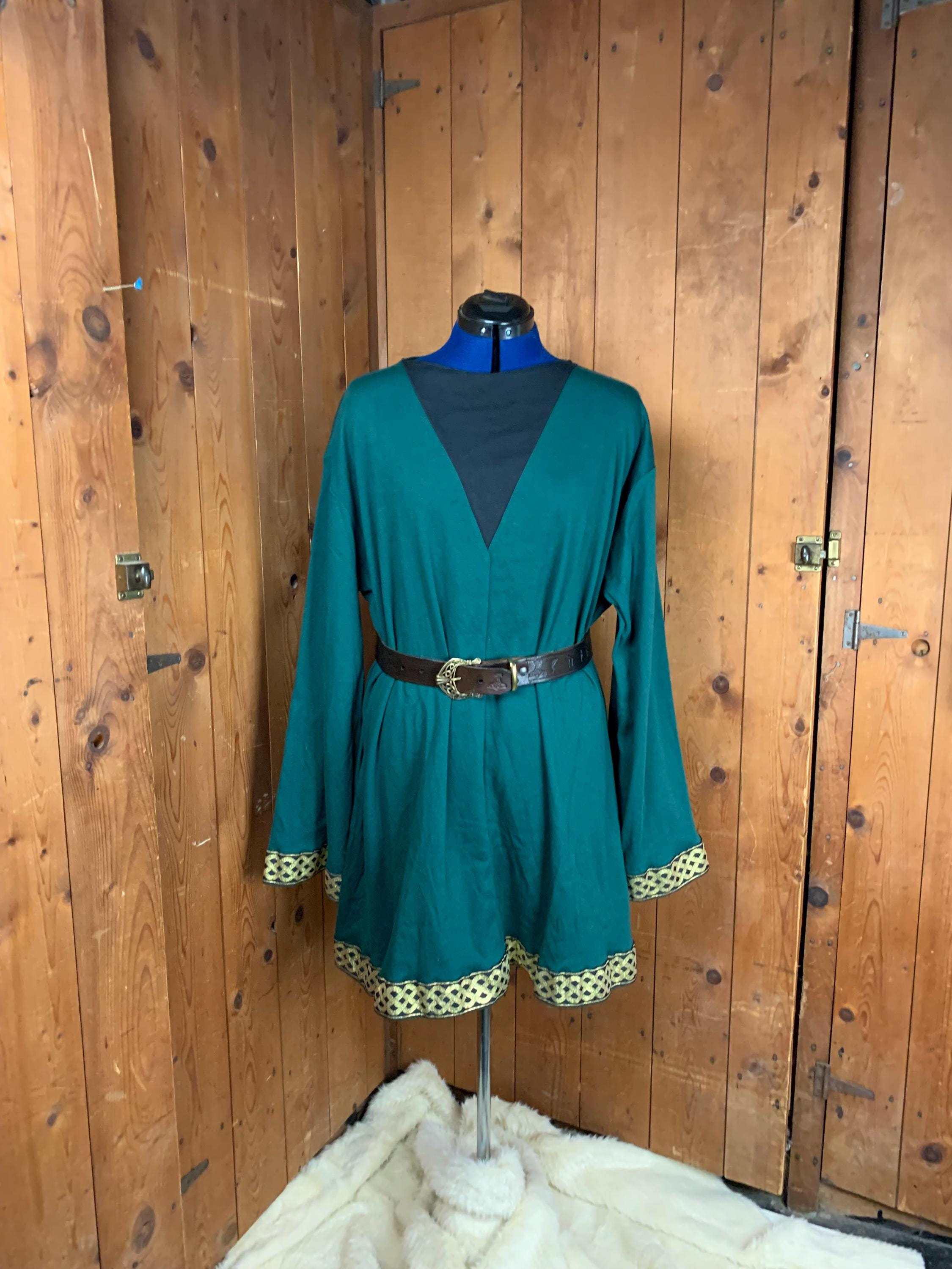 Viking Tunic - the Traveler - XL Hunter Green Cotton - Viking Garb ...