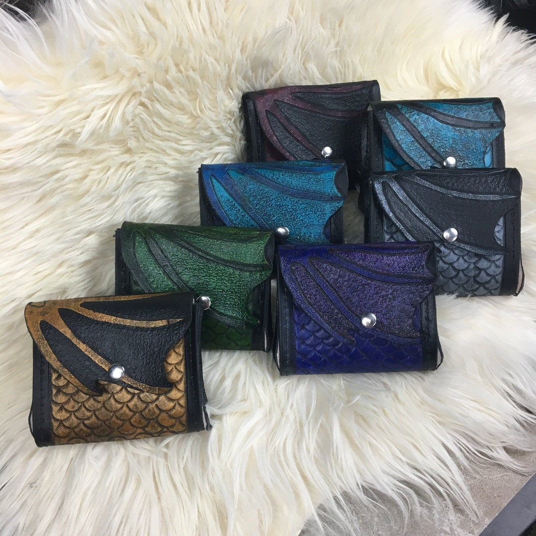 Dragon Wing Leather Belt Pouch - Made to Order - Dragon Scales - Viking ...