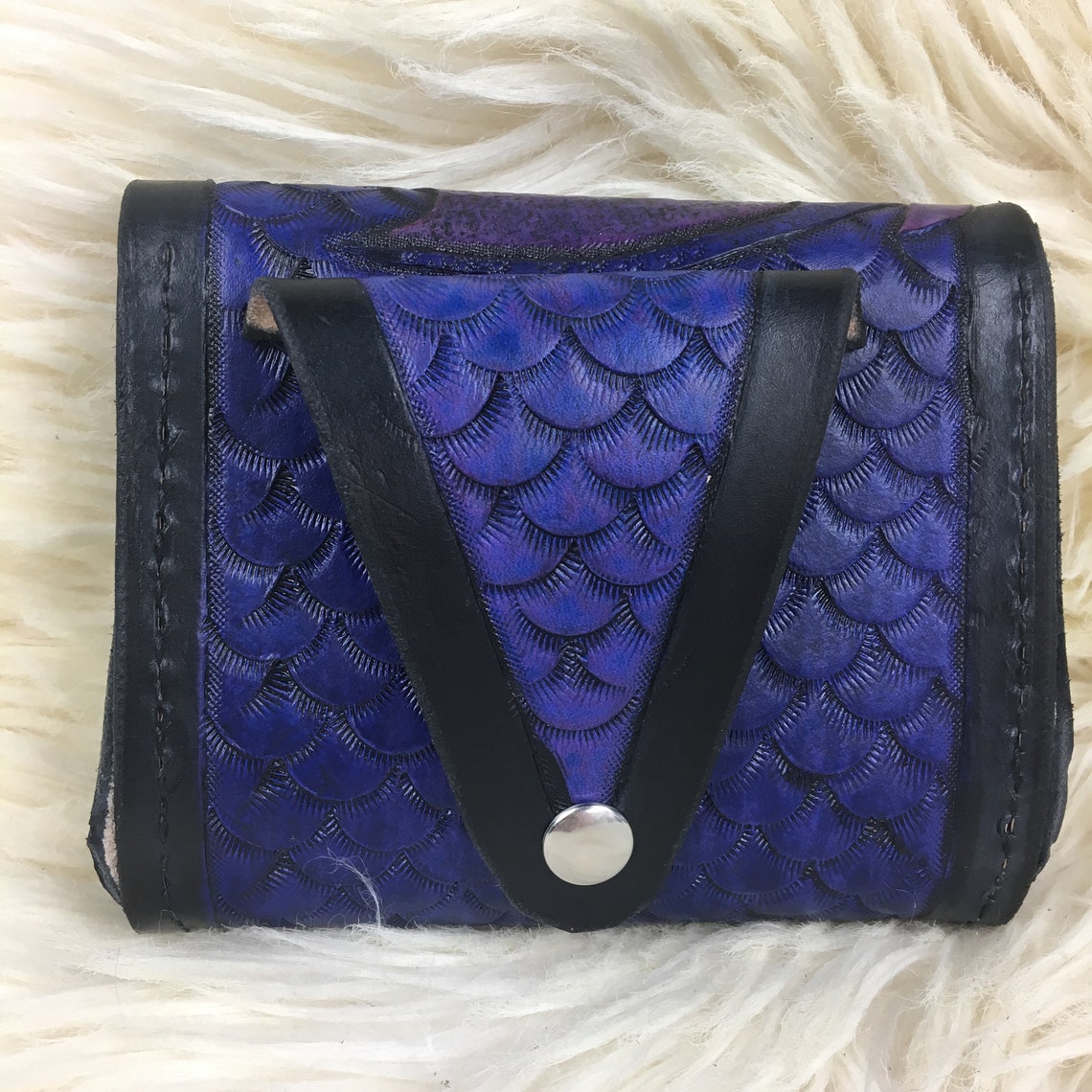 Leather Belt Pouch Purple Dragon Wing Belt Pouch Viking - Etsy