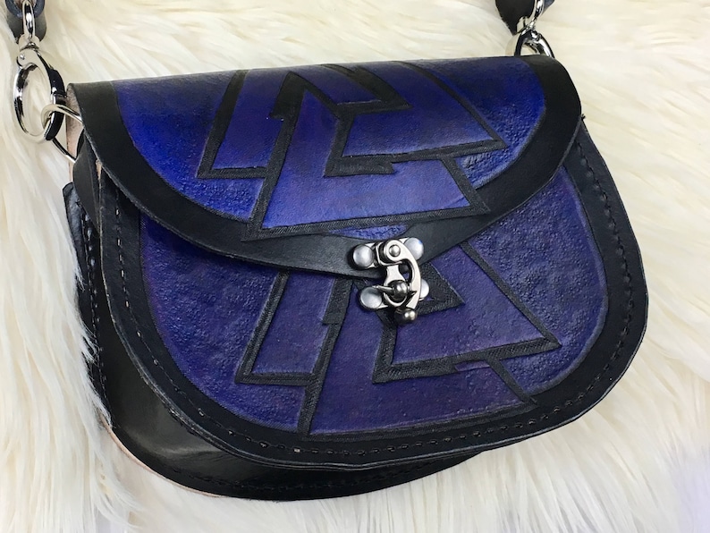 Leather Viking Purse Purple Valknut Leather Satchel | Etsy