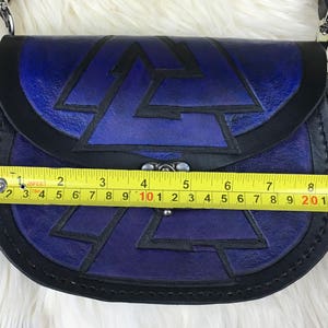 Leather Viking Purse - Purple Valknut - Leather Satchel - Leather ...