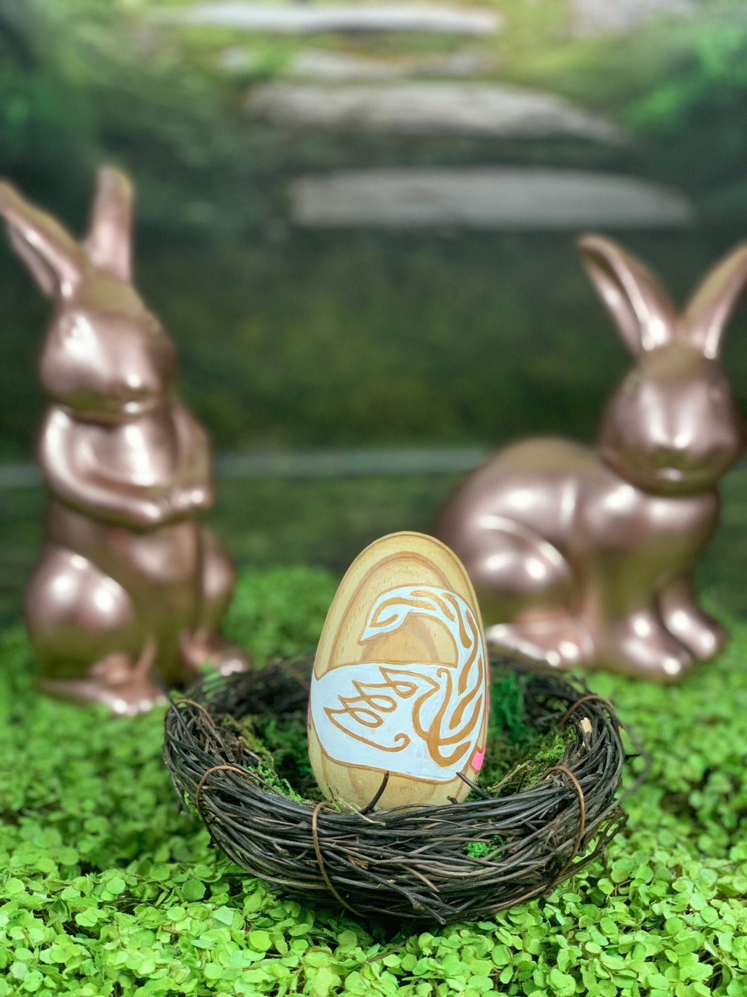 Ostara Egg - Frigga's Goose Painted Wood Egg - Ostara Blot Tool for ...