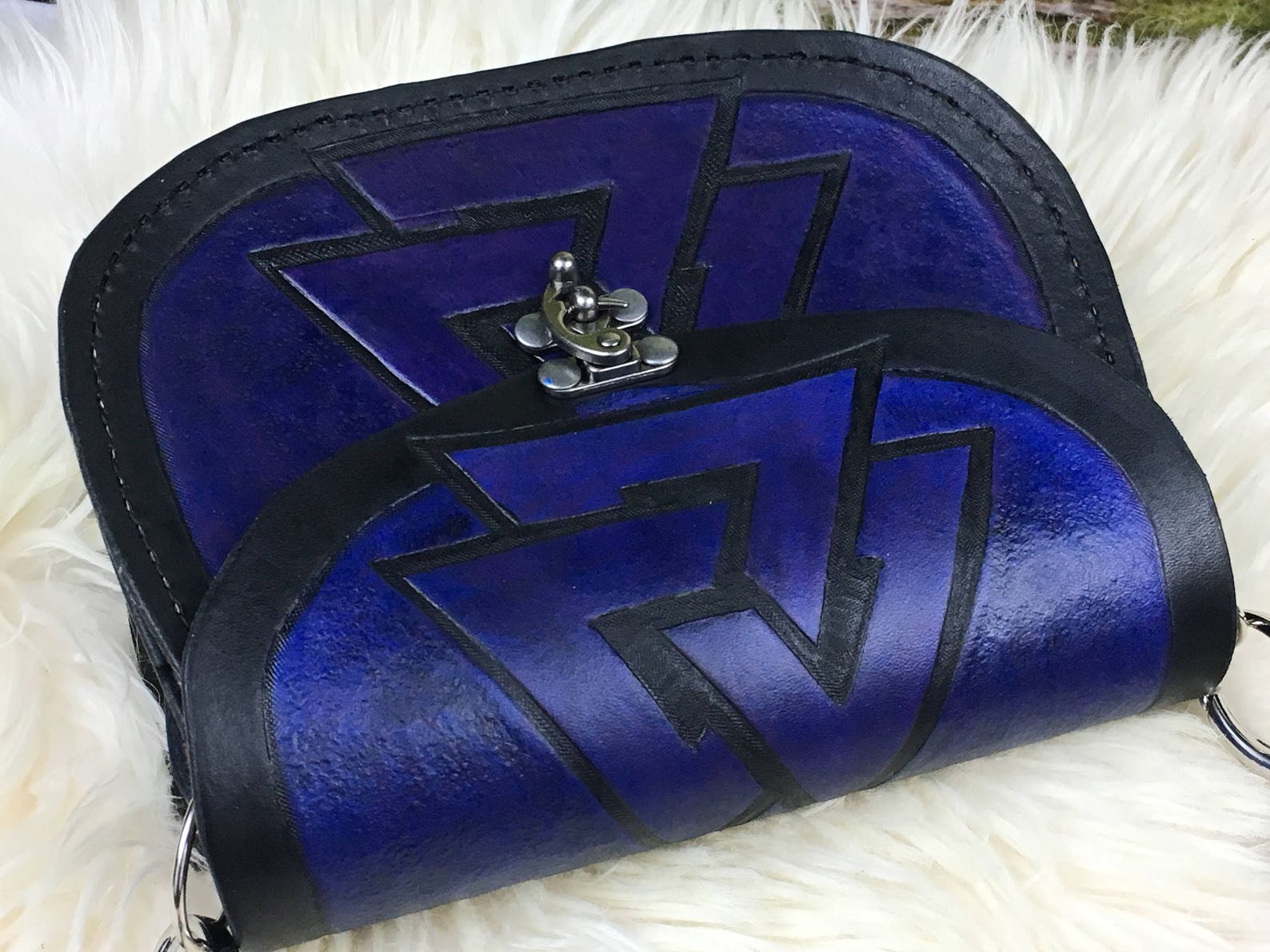 Leather Viking Purse Purple Valknut Leather Satchel | Etsy