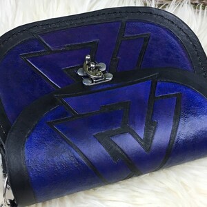 Leather Viking Purse - Purple Valknut - Leather Satchel - Leather ...