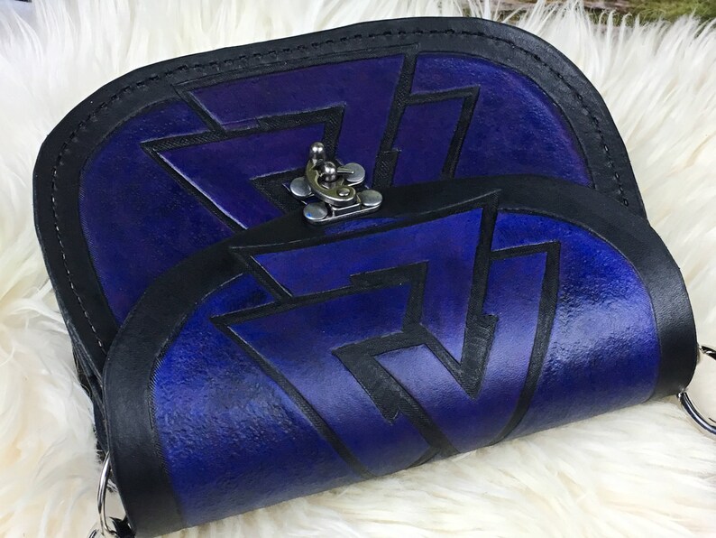 Leather Viking Purse Purple Valknut Leather Satchel | Etsy