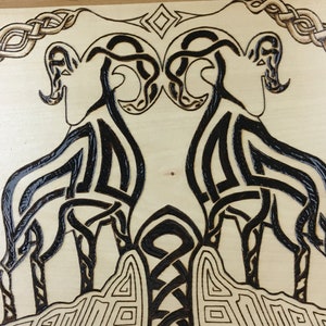 Viking Wall Hanging - Thor's Goats Tanngrisnir Tanngnjóstr and Mjolnir ...