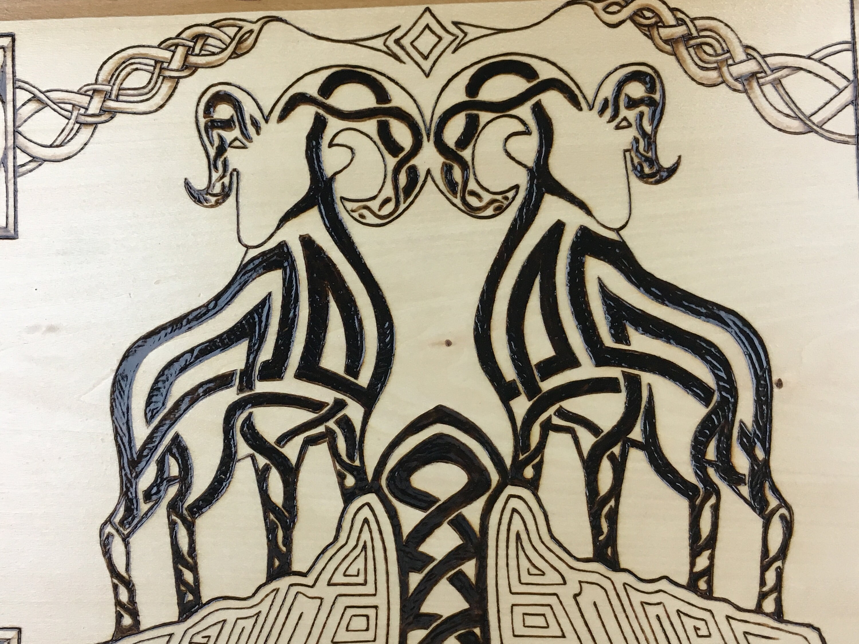 Viking Wall Hanging - Thor's Goats Tanngrisnir Tanngnjóstr and Mjolnir ...