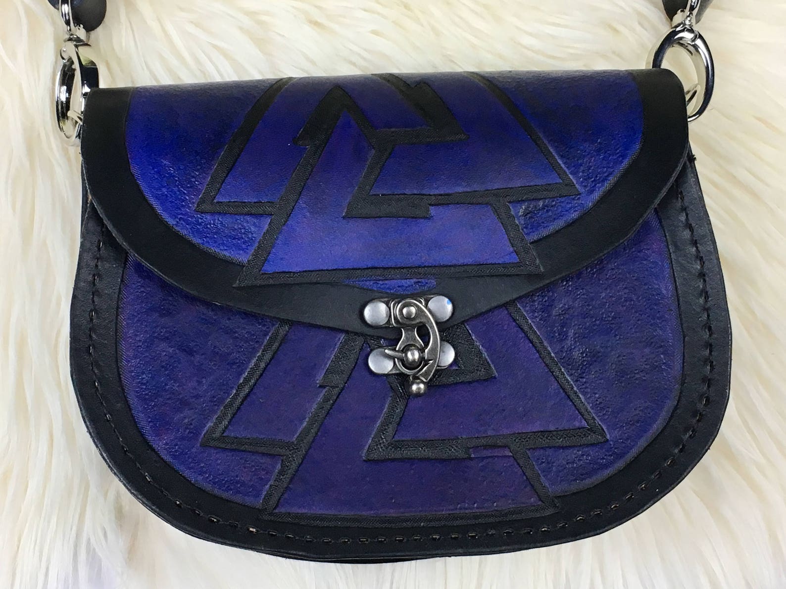 Leather Viking Purse Purple Valknut Leather Satchel | Etsy