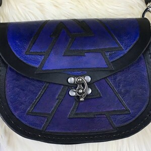 Leather Viking Purse - Purple Valknut - Leather Satchel - Leather ...