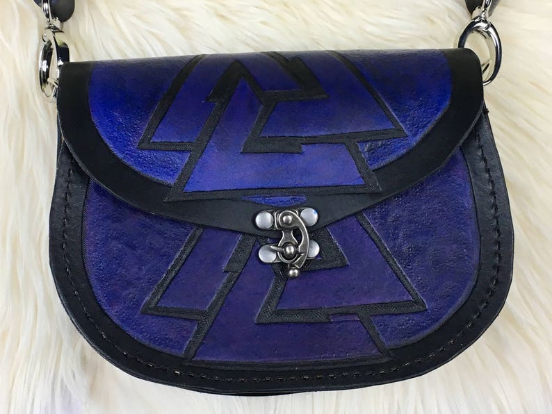 Leather Viking Purse Purple Valknut Leather Satchel | Etsy
