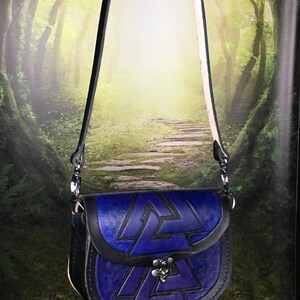 Leather Viking Purse - Purple Valknut - Leather Satchel - Leather ...