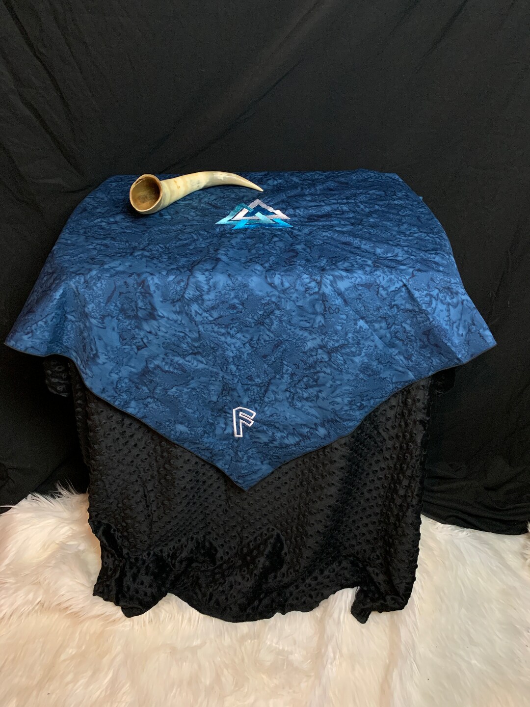 Valknut Altar Cloth With Runes - Made to Order - Odin Square Table ...