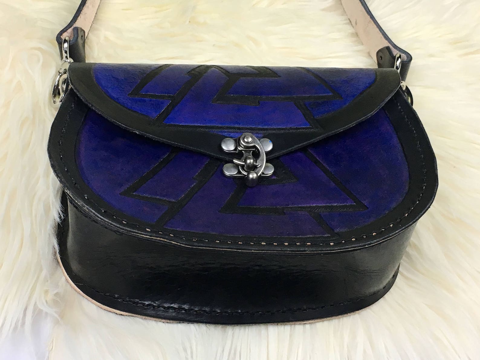 Leather Viking Purse Purple Valknut Leather Satchel | Etsy