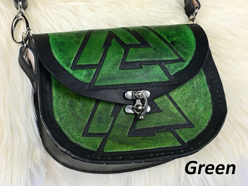 Leather Viking Purse - Valknut - Leather Satchel - Leather Viking Bag ...