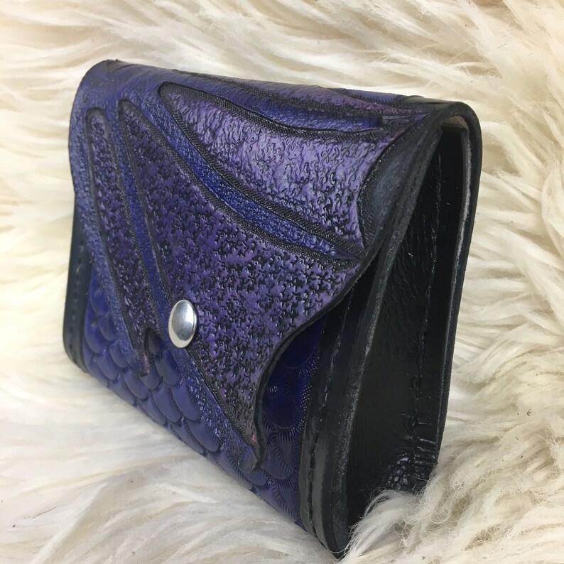 Leather Belt Pouch Purple Dragon Wing Belt Pouch Viking - Etsy