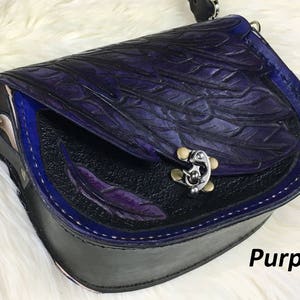 Leather Feather Wing Purse - Made to Order - Raven Wing Shoulder Bag ...