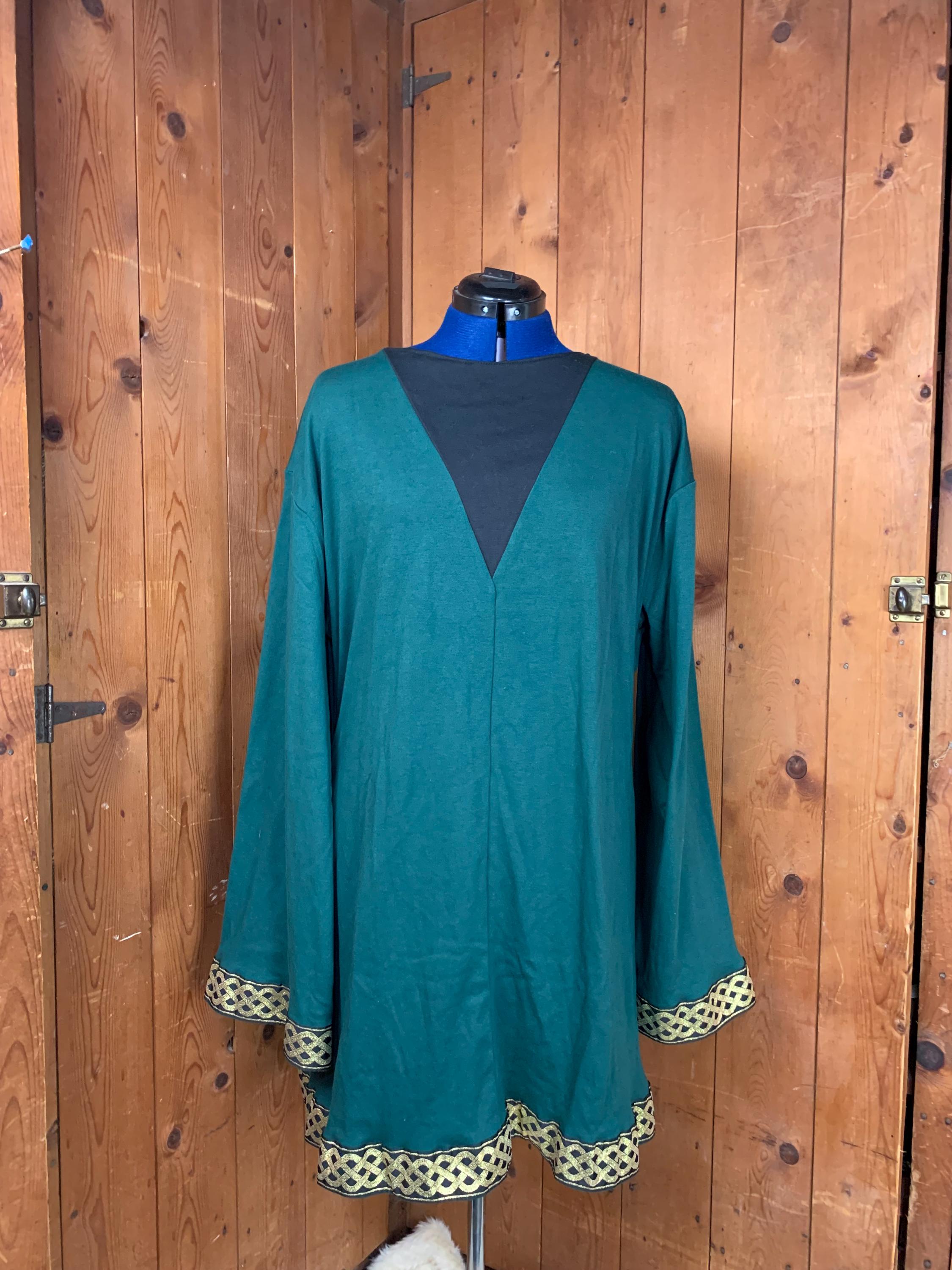 Viking Tunic - the Traveler - XL Hunter Green Cotton - Viking Garb ...