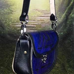 Leather Viking Purse - Purple Valknut - Leather Satchel - Leather ...