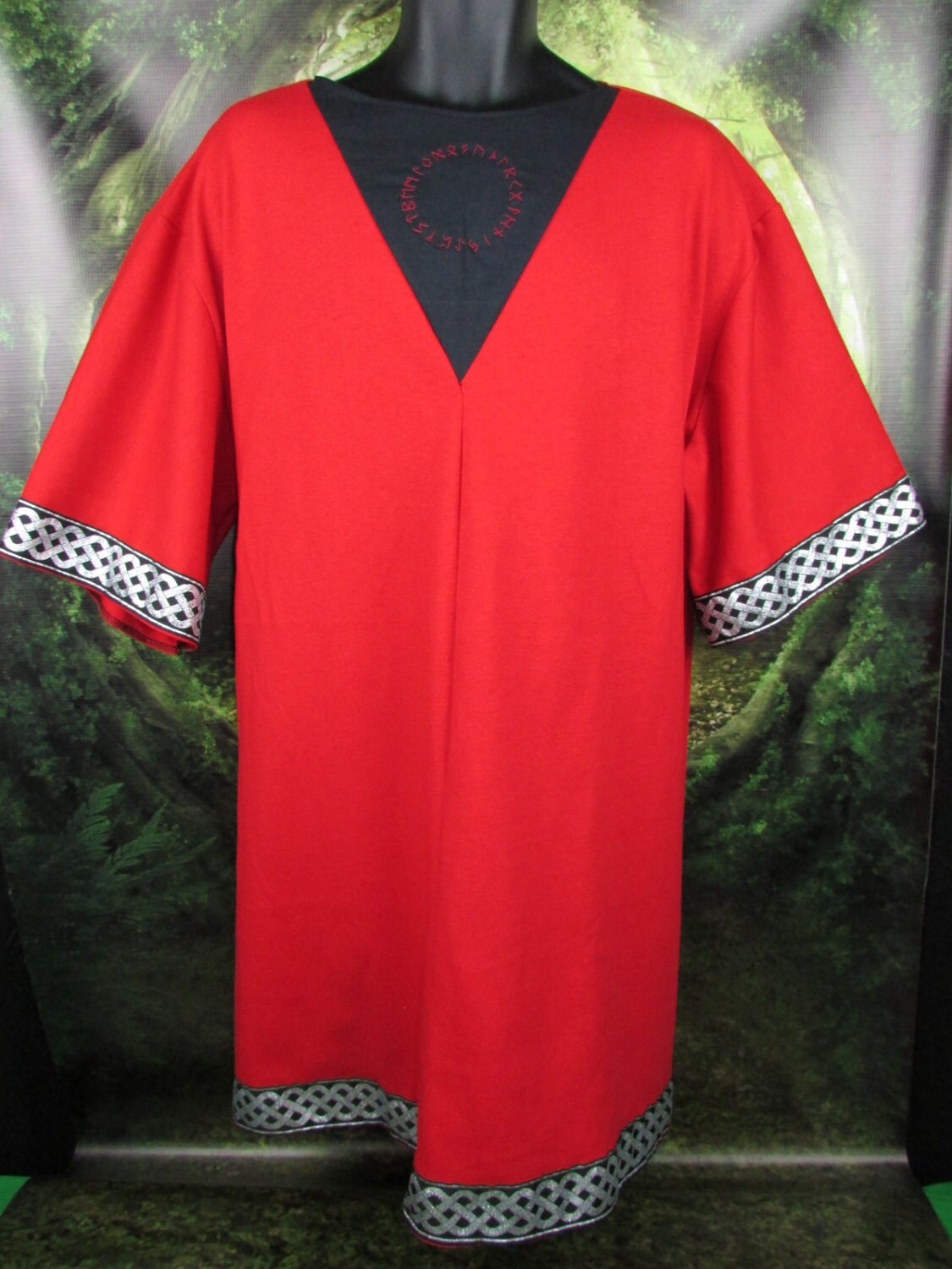 Viking Tunic the Traveler Rune Circle XL Red Cotton - Etsy UK