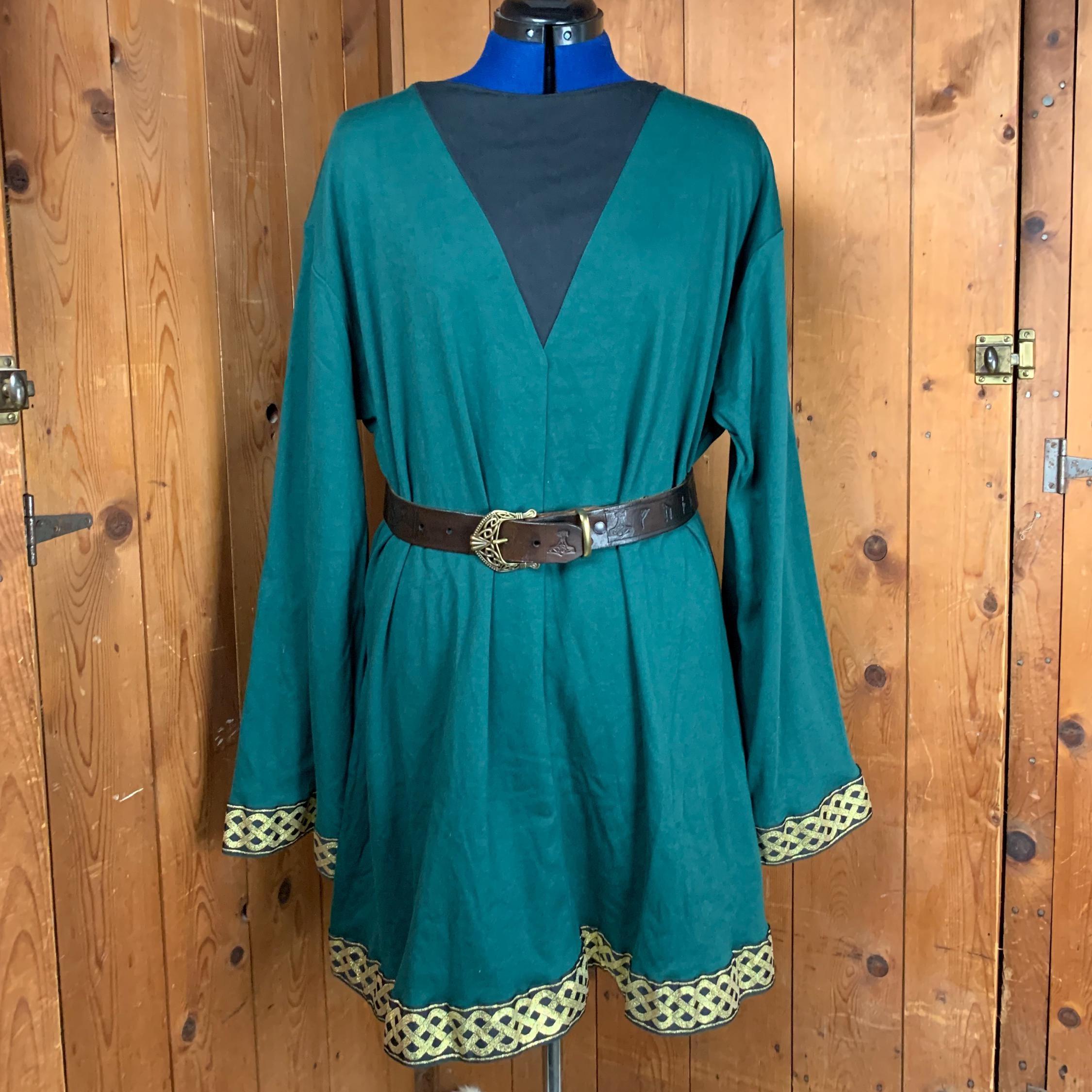Viking Tunic - the Traveler - XL Hunter Green Cotton - Viking Garb ...