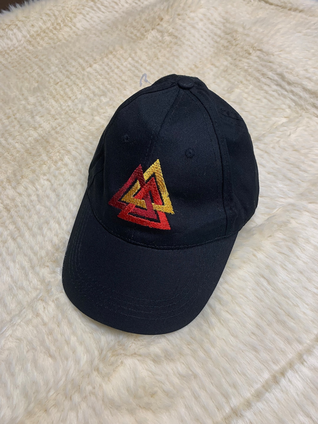 Asatru Rune Cap With Embroidered Valknut - Adjustable One Size Fits ...