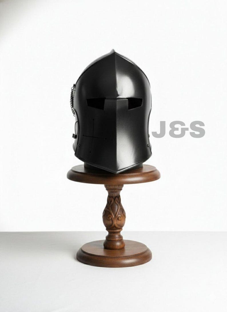 Hand-forged Black Knight Helm: Crusader Steel Helmet With Display Stand ...