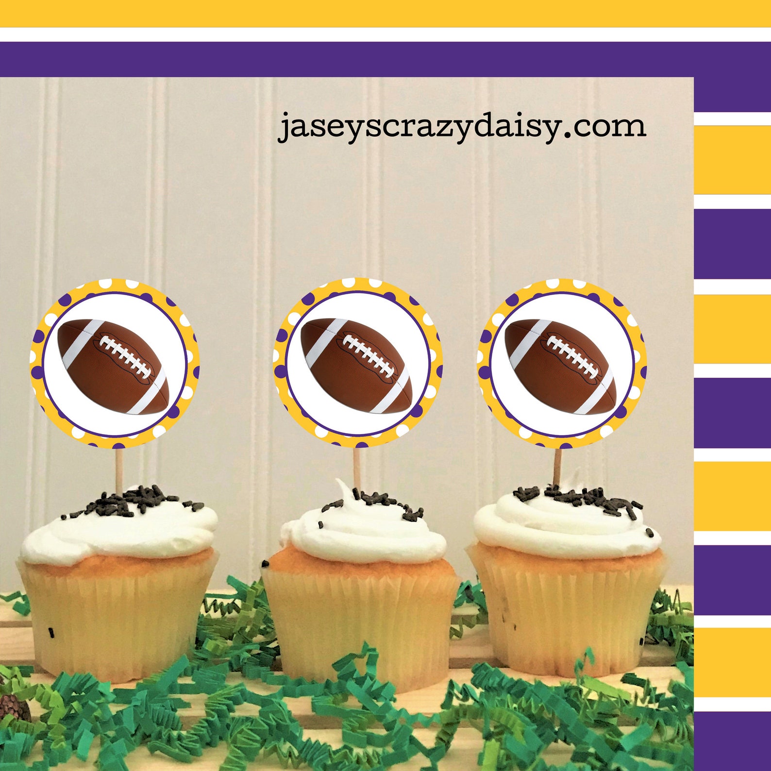 DIY Football Party Printable Package Purple and Yellow Gold | Etsy