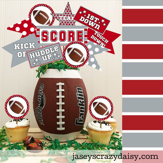 DIY Football Party Printable Package Red and Silver Red and | Etsy