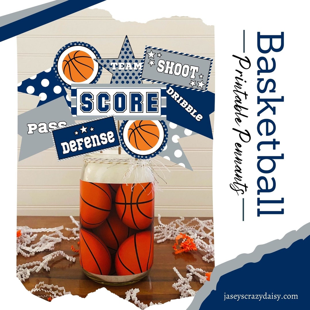 DIY Printable Navy and Silver Basketball Pennants - Etsy