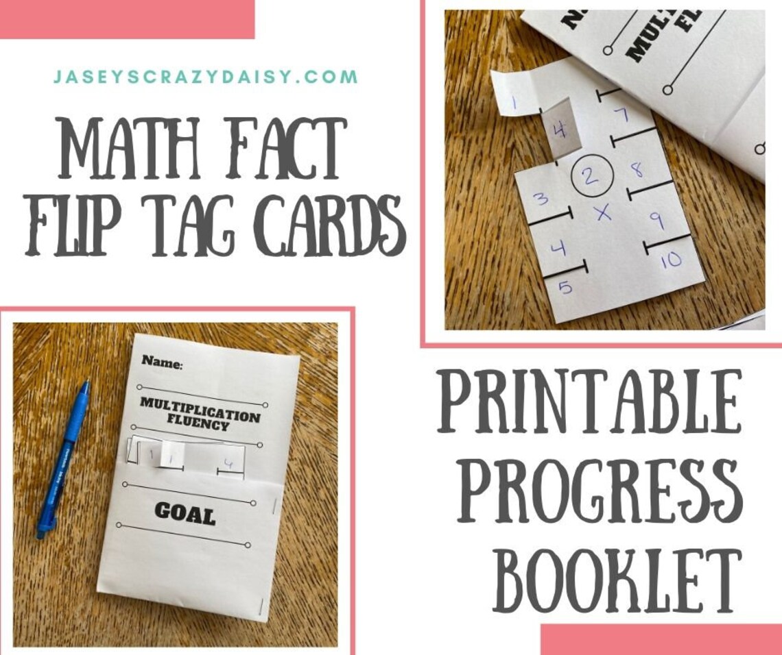 Math Fluency Flip Tag Flash Card Templates With | Etsy