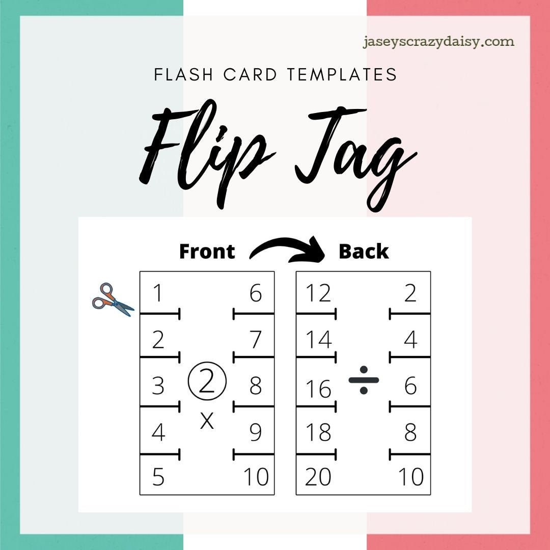 Math Fluency Flip Tag Flash Card Templates With - Etsy