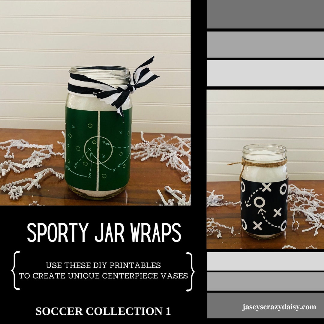 DIY Printable Football Jar Wrap, Vase Centerpiece soccer Field and X's ...