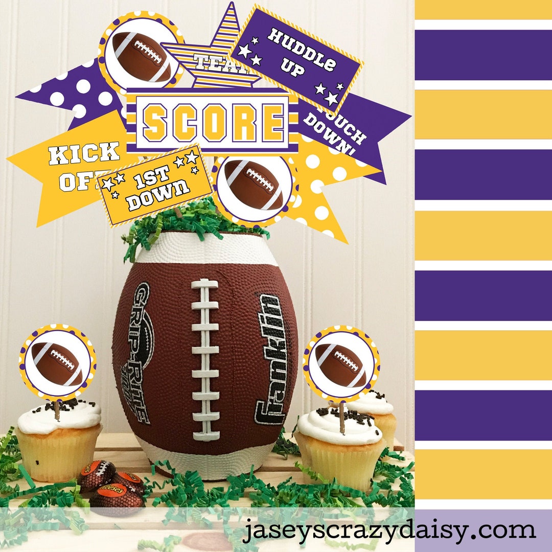 DIY Football Party Printable Package, Purple and Yellow Gold Party ...