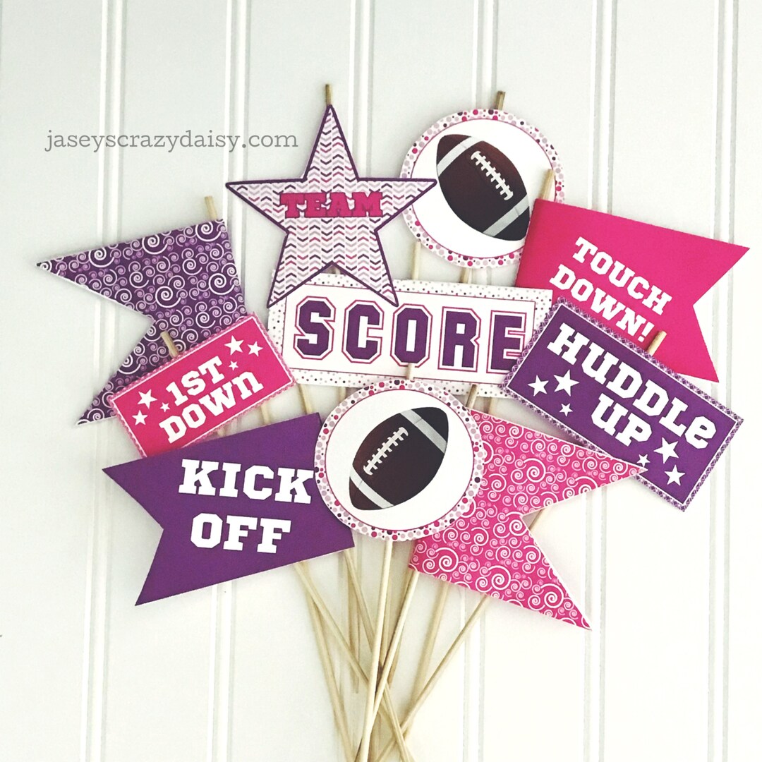 DIY Pink and Purple Football Pennant Printables, Football Printables ...