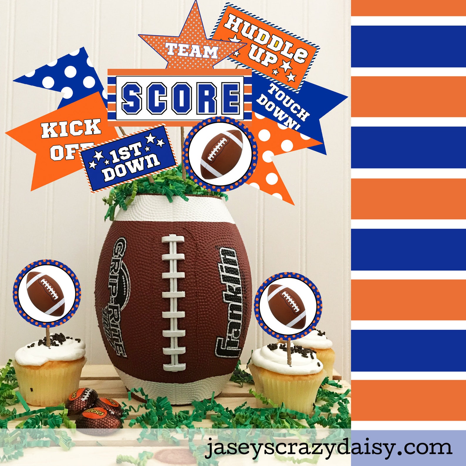 DIY Football Party Printable Package Blue and Orange Blue - Etsy