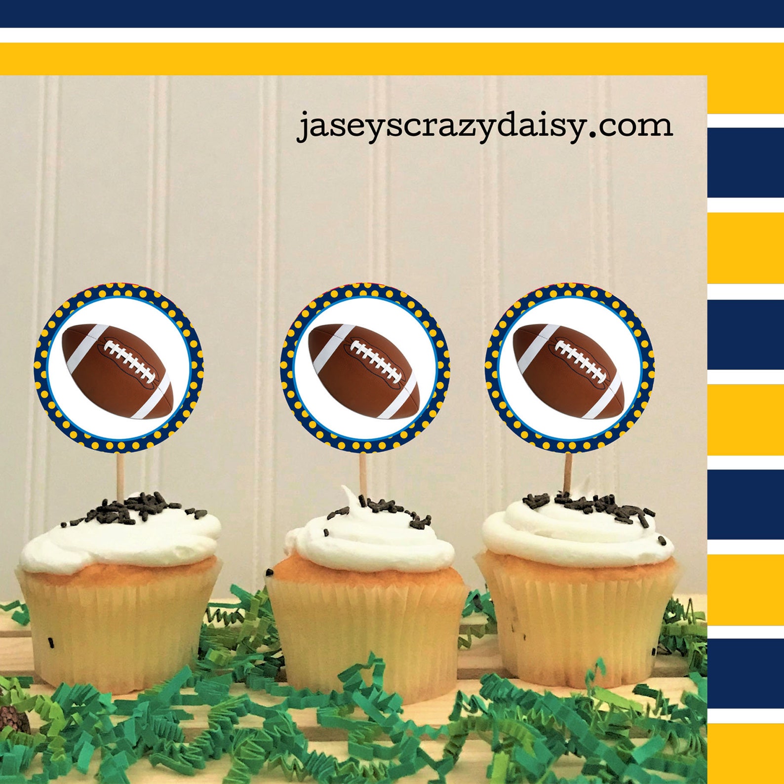 DIY Football Party Printable Package Blue and Yellow Gold - Etsy