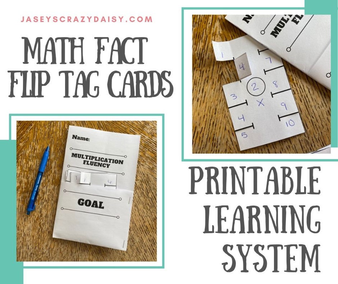 Math Fluency Flip Tag Flash Card Templates With - Etsy