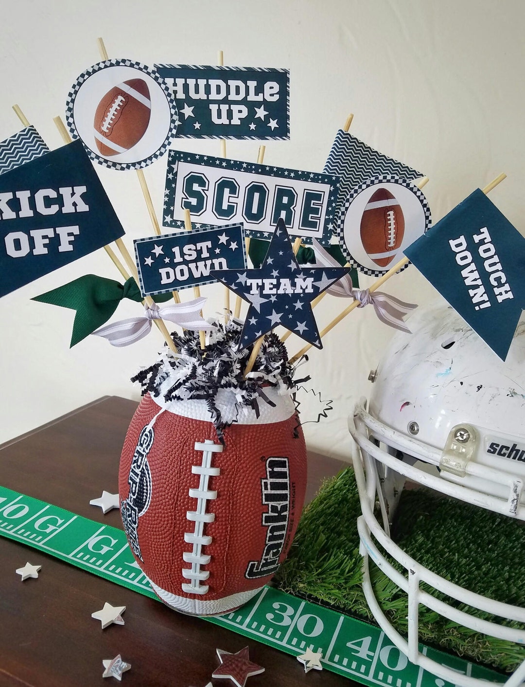 DIY Football Pennant Printables, Green, Football Centerpiece, Football ...