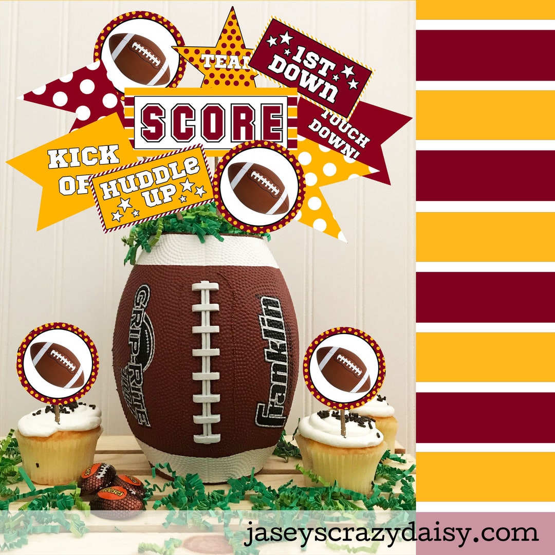 DIY Football Party Printable Package, Burgundy and Gold, Burgundy and ...