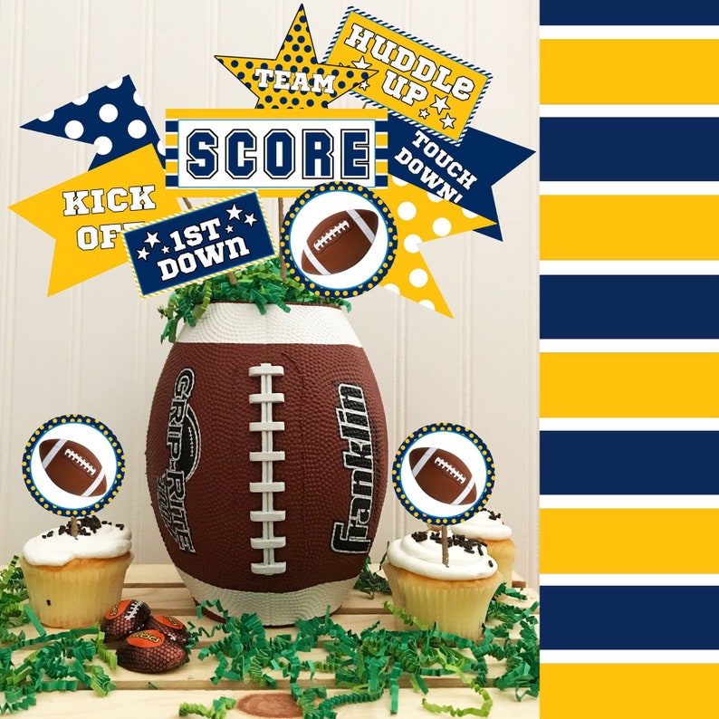 DIY Football Party Printable Package Blue and Yellow Gold - Etsy