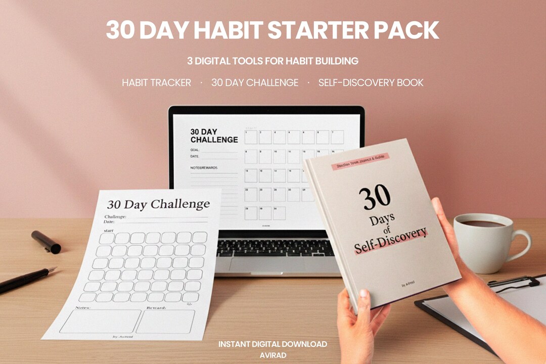 30 Day Habit Starter Pack | 30 Day Challenge Printable Bundle | Habit ...