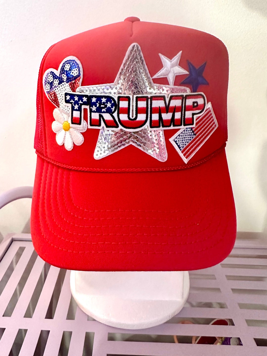 Trump MAGA Trucker Hat With Patches Adult Size / Red - Etsy