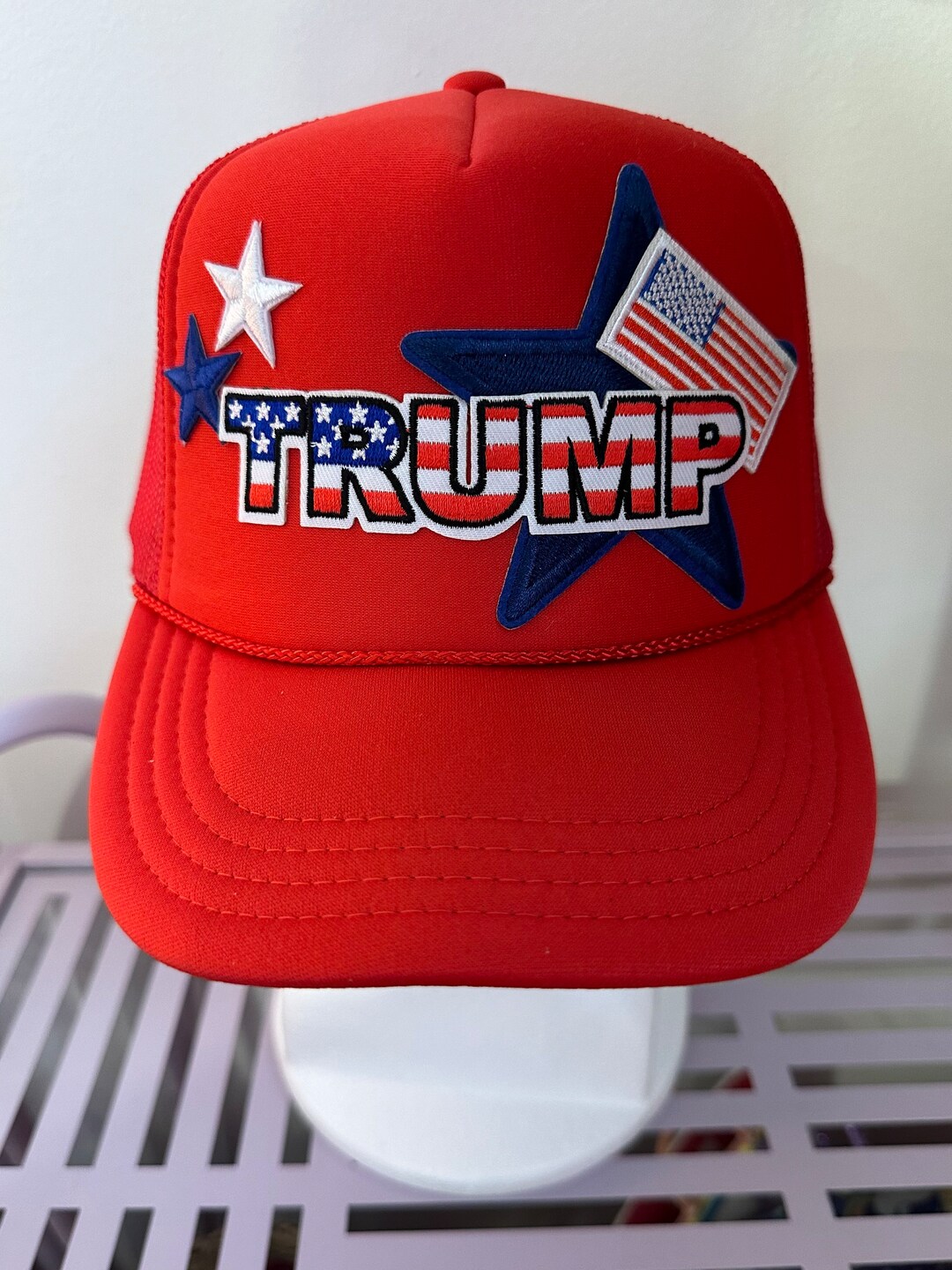 Trump MAGA Trucker Hat With Patches Youth Size / Red - Etsy
