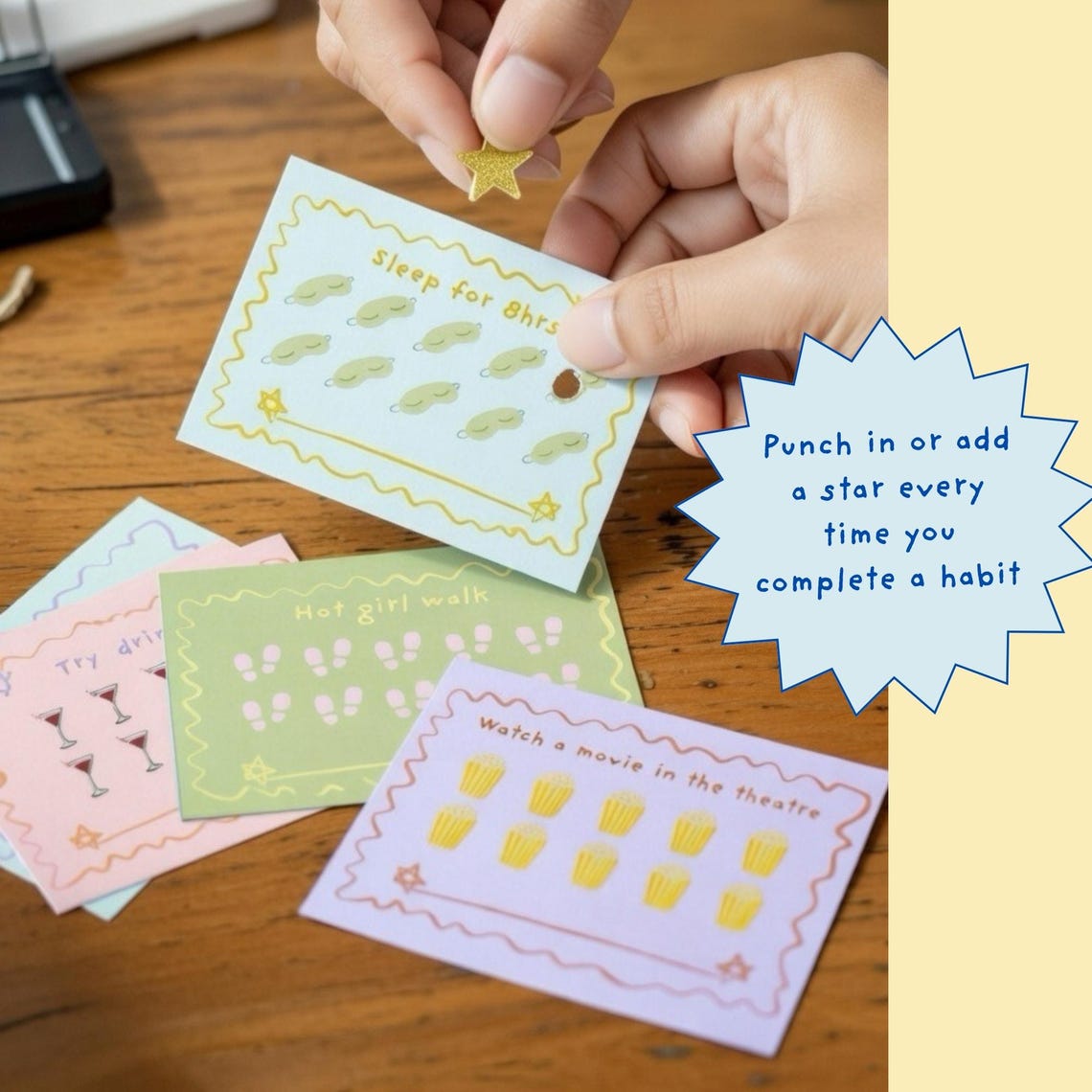 2026 Goals Punch Cards Printable | Habit Tracker Reward Cards ...