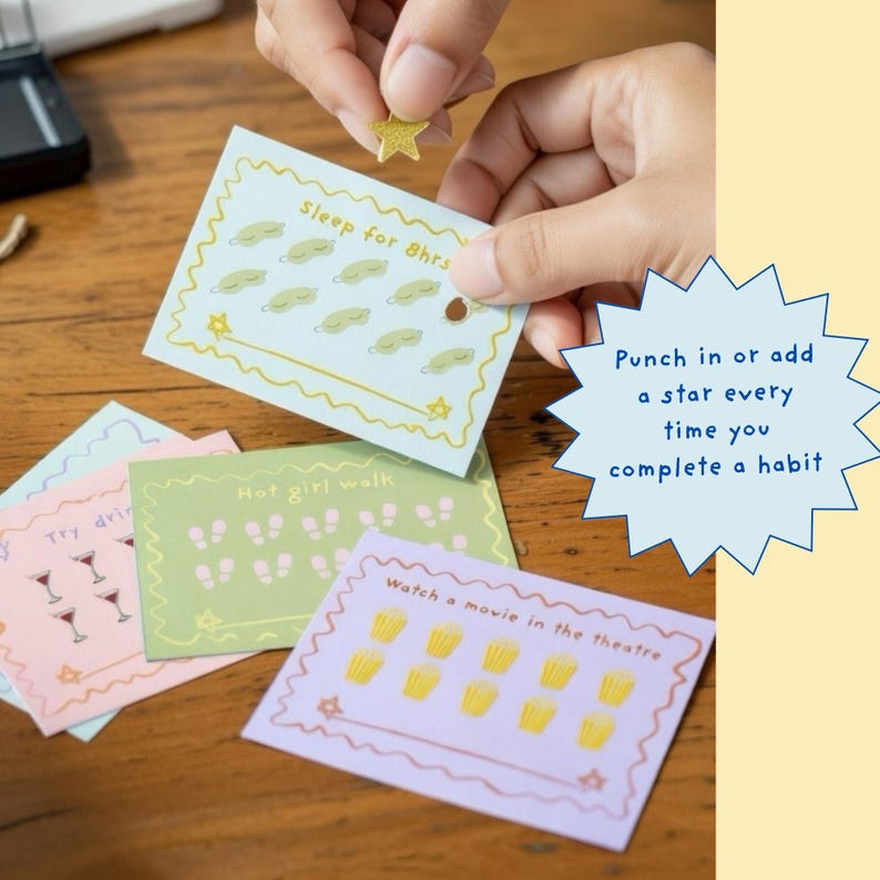 2026 Goals Punch Cards Printable | Habit Tracker Reward Cards ...