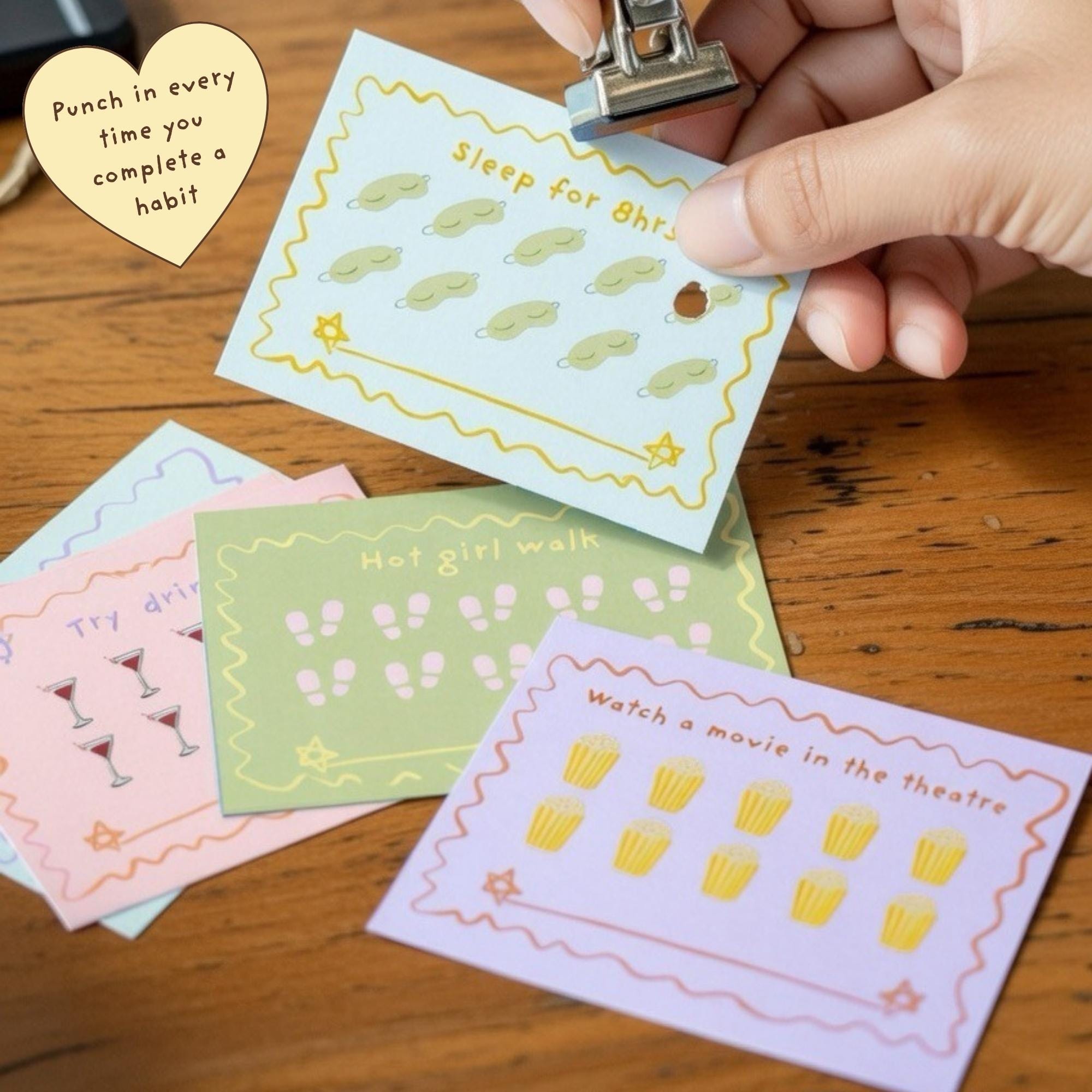 2026 Goals Punch Cards Printable | Habit Tracker Reward Cards ...